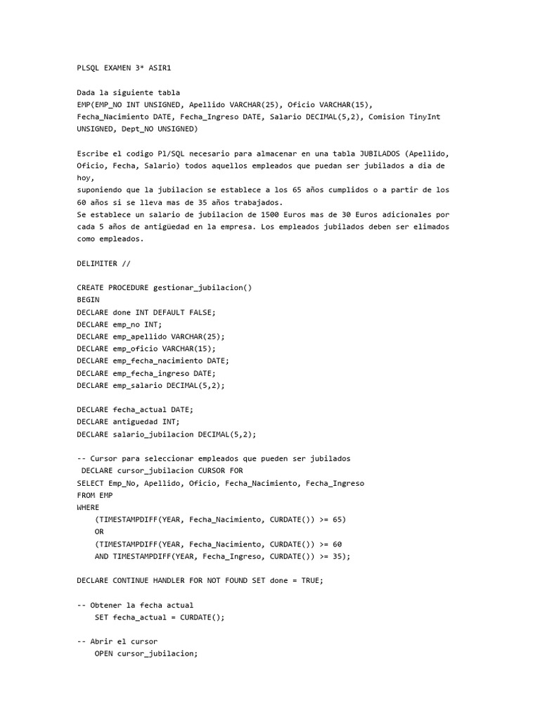 PLSQL Examen 3 | PDF