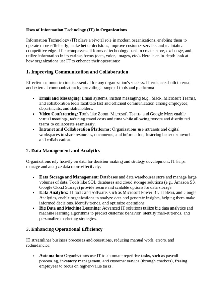 Uses of Information Technology | PDF