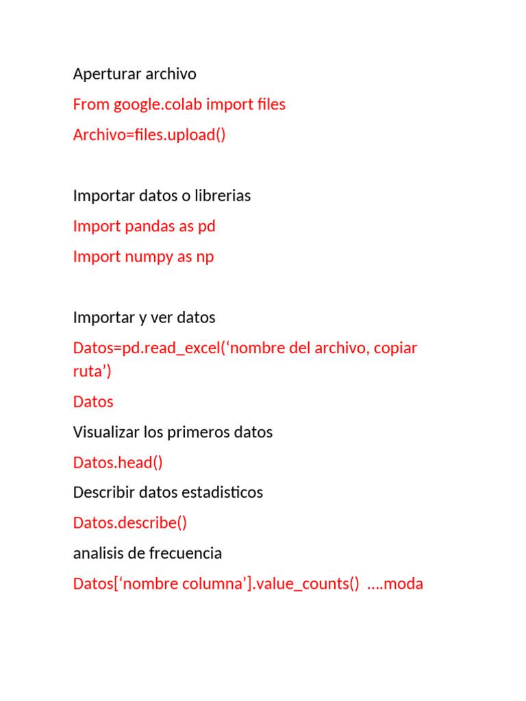 Codigos Python para Tablas | PDF