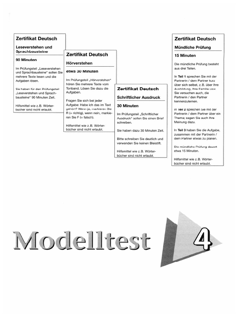 Zertifikat Deutsch B1 Modelltest 4 | PDF