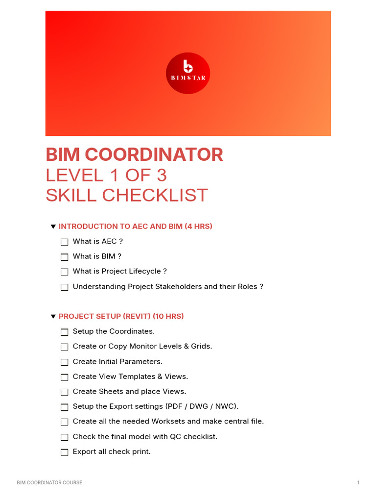 Bim Coordinator Skill Checklist 1725765732 | PDF
