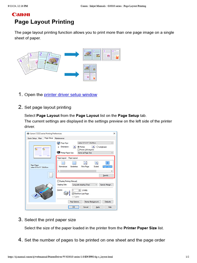Canon - Inkjet Manuals - G3010 Series - Page Layout Printing | PDF