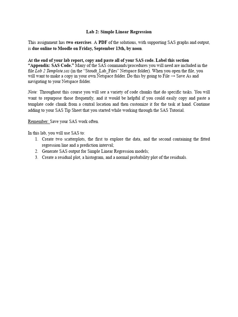Lab 2 - Simple Linear Regression | PDF