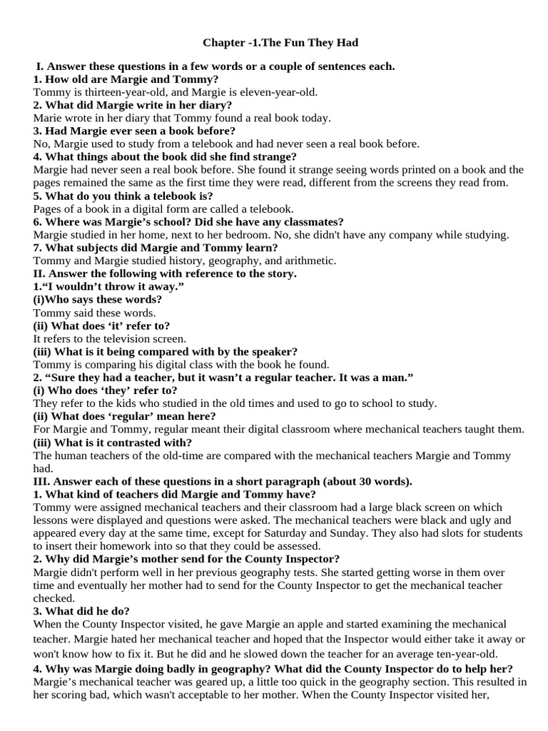 The Fun They Had | PDF