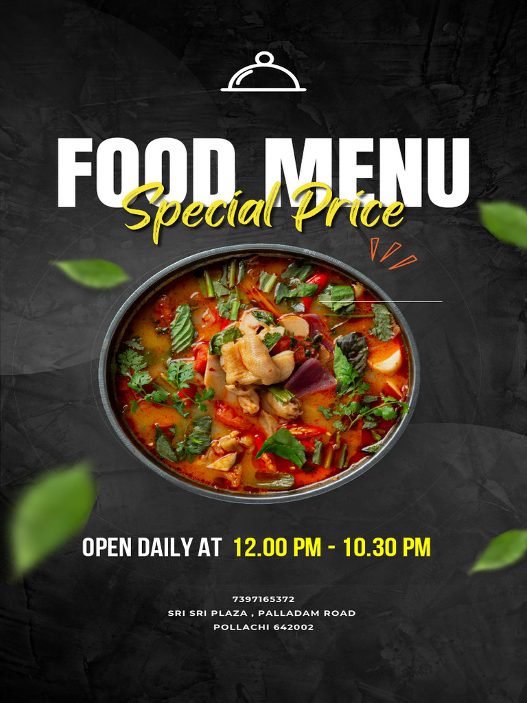 Black and Yellow Simple Food Price List Menu | PDF