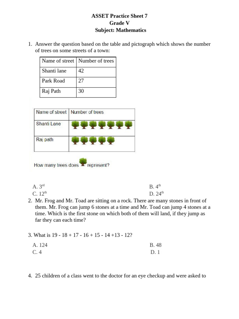 ASSET Worksheet 8 | PDF
