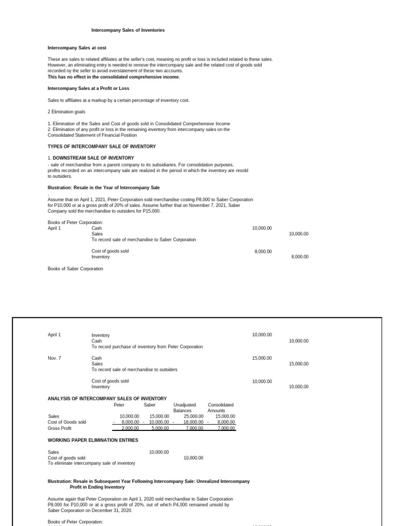 BusComb-Intercompany Sale of Invty - Consolidation | PDF