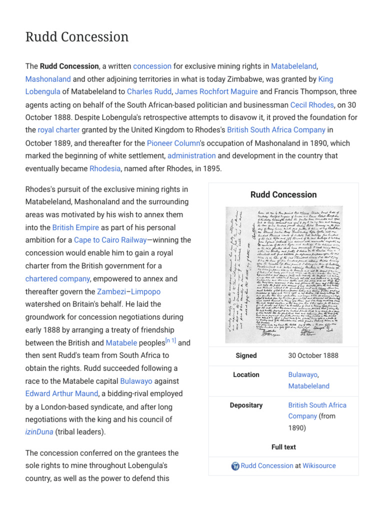 Rudd Concession - Wikipedia | PDF | Travel
