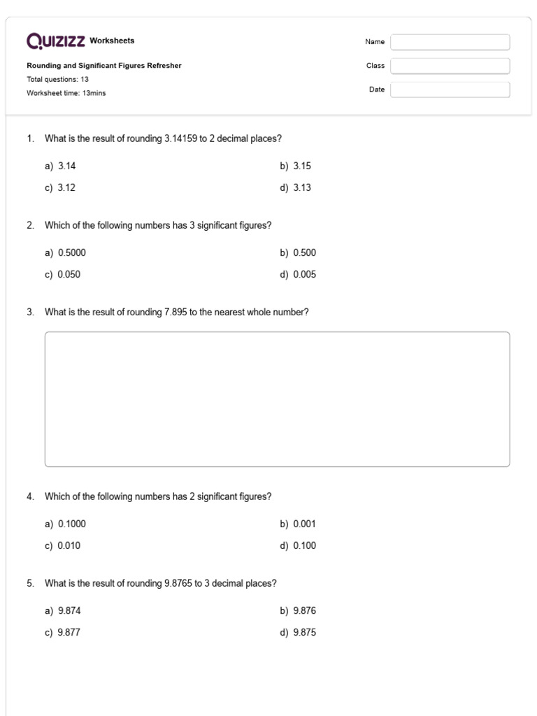 Rounding Significant Figures - 02 | PDF | Significant Figures | Arithmetic