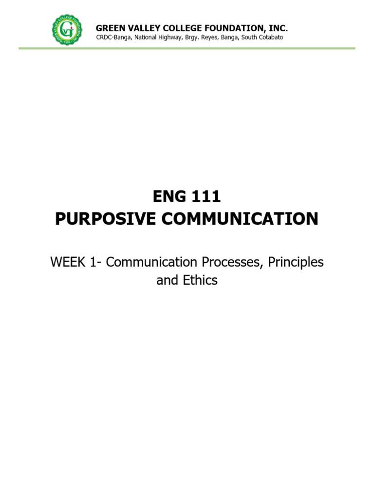 ENG 111 Week 1 | PDF
