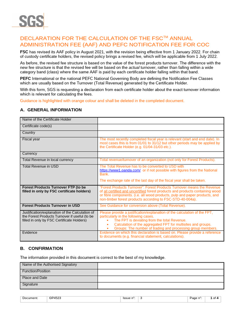 GP4523 Self Declaration I3 | PDF