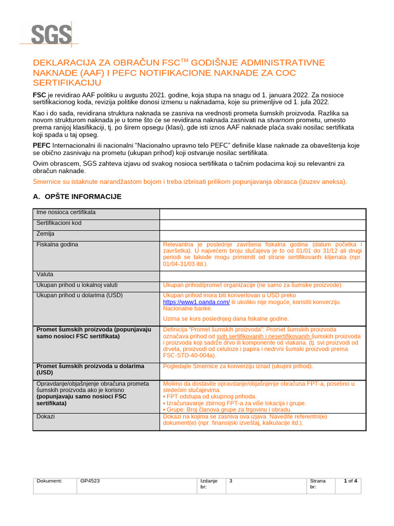 GP4523 Self Declaration SR Latin I3 | PDF
