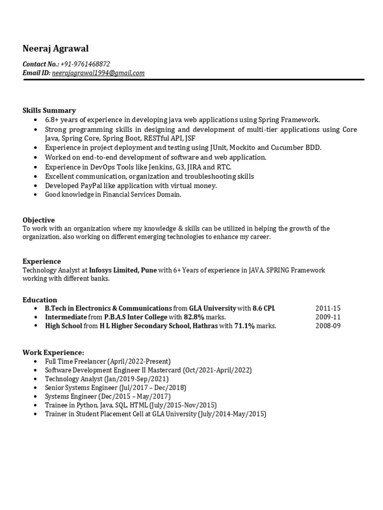Neeraj Resume Updated | PDF | Computing | Software Engineering