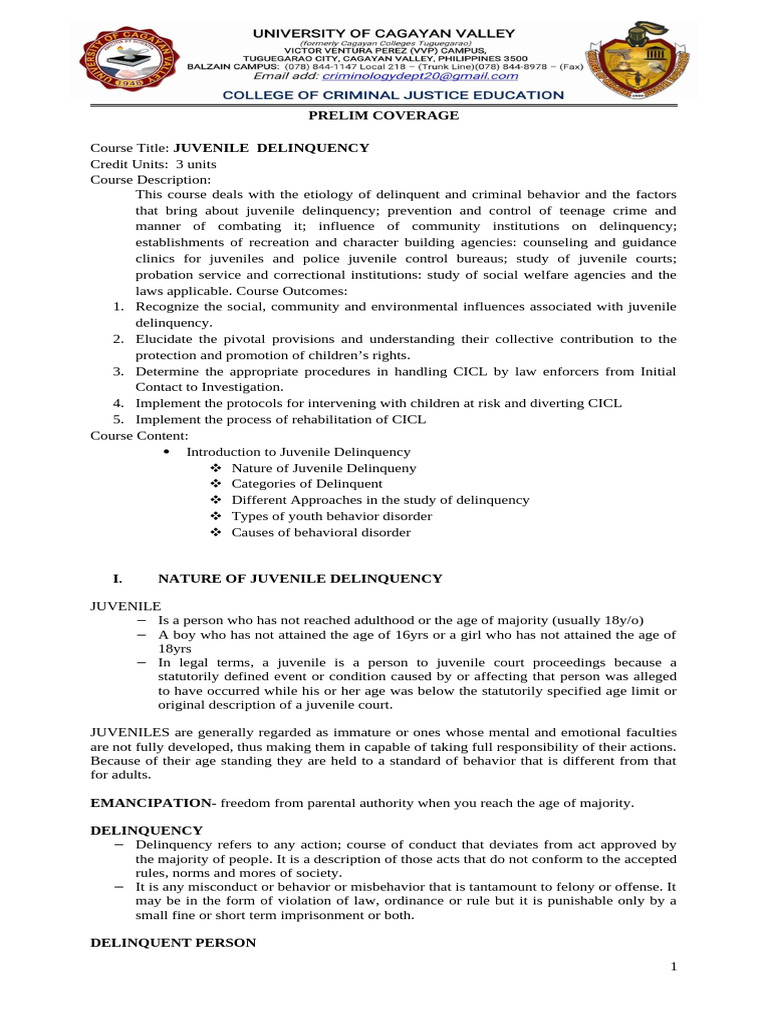 Juvenile Module | PDF