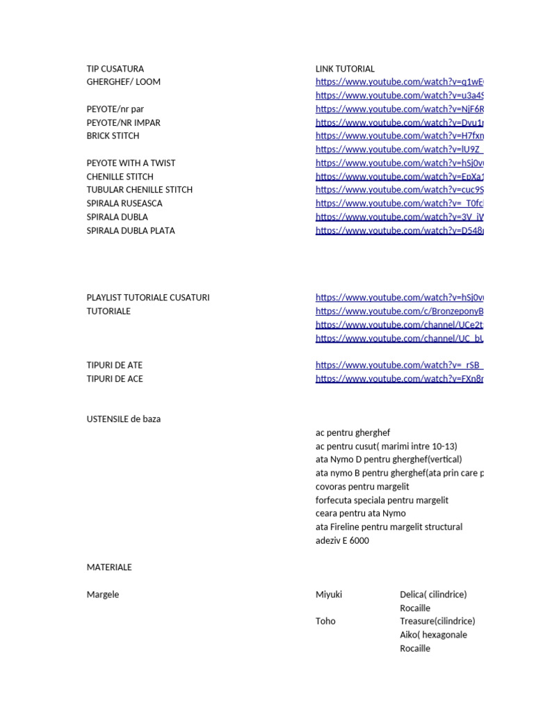 Tipuri de Cusaturi Cu Margele | PDF