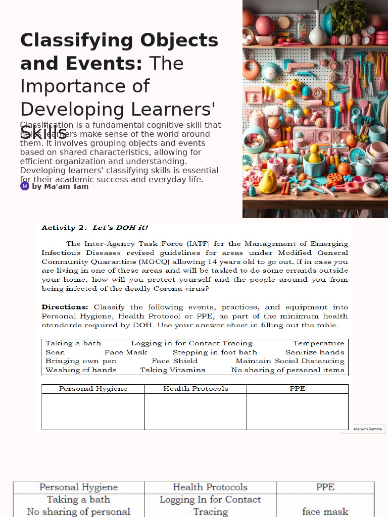 Classifying Objects and Events The Importance of Developing Learners ...