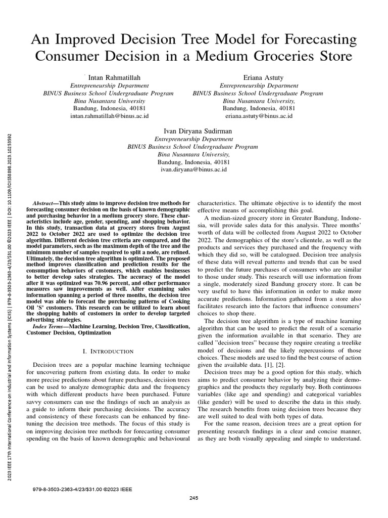 An Improved Decision Tree Model For Forecasting Consumer Decision in A ...