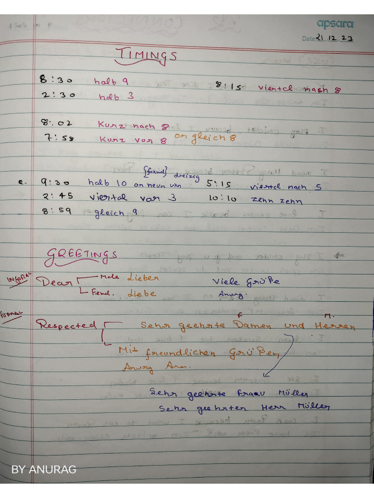 A2 German Handwritten Notes | PDF