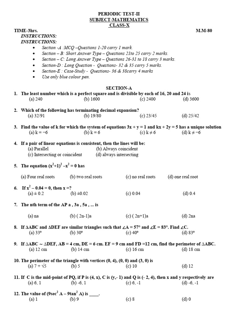 Math Sample Paper | PDF