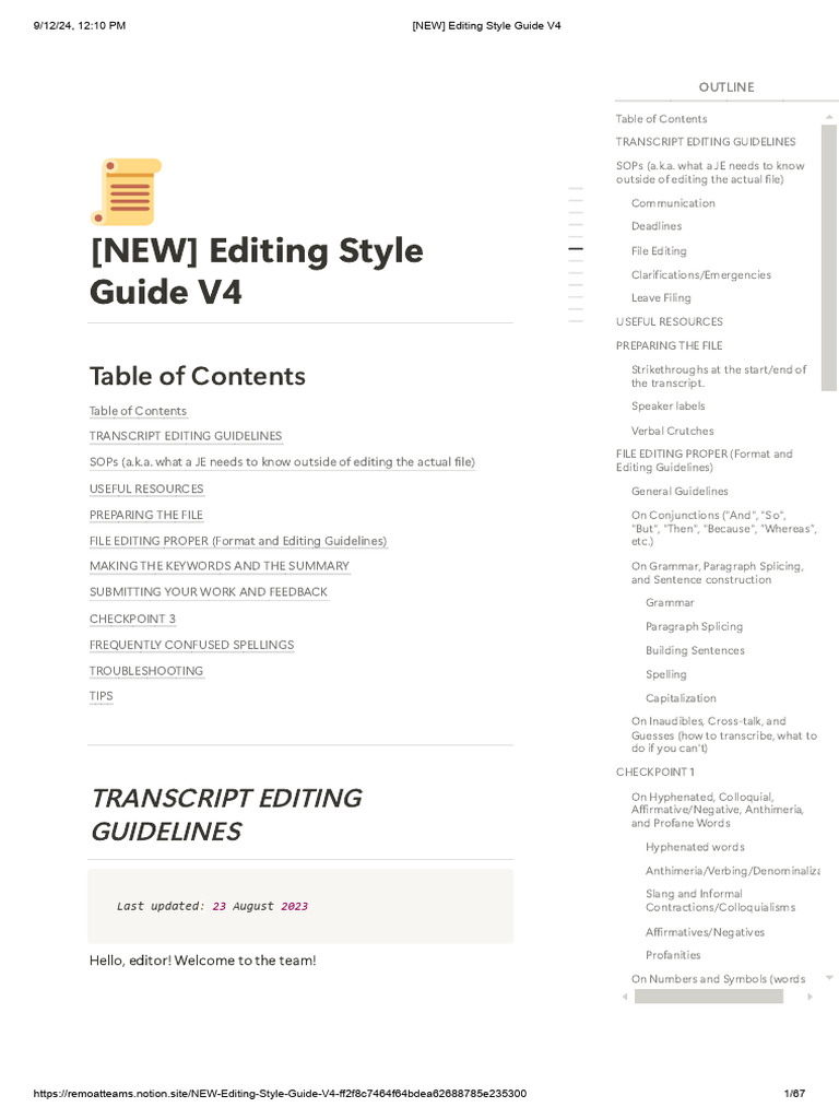 Editing Style Guide V4 | PDF