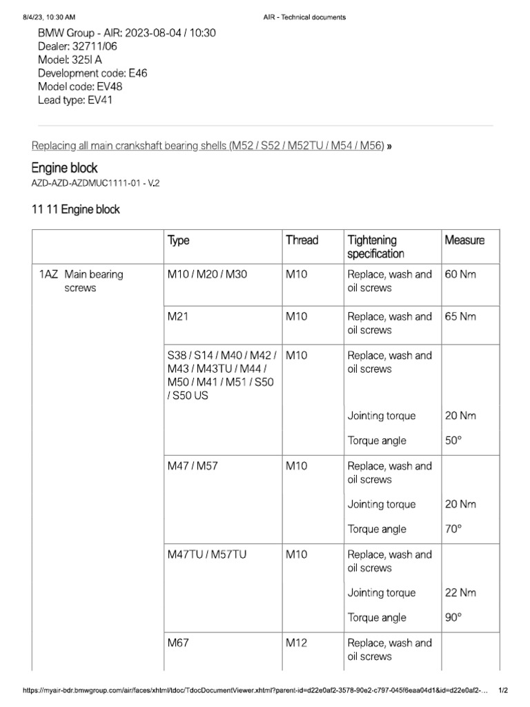 Crankshaft Installation Torque | PDF
