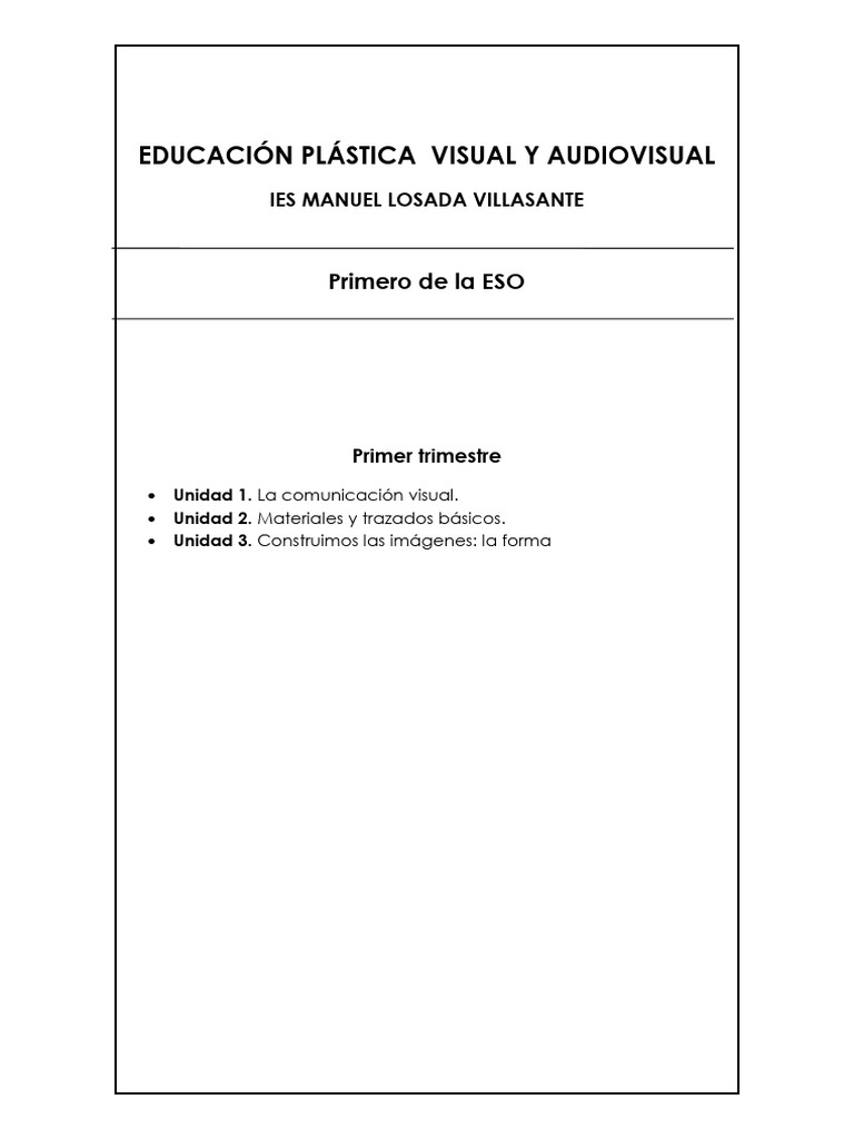 Educación Plástica Visual Y Audiovisual: Primero de La ESO | PDF