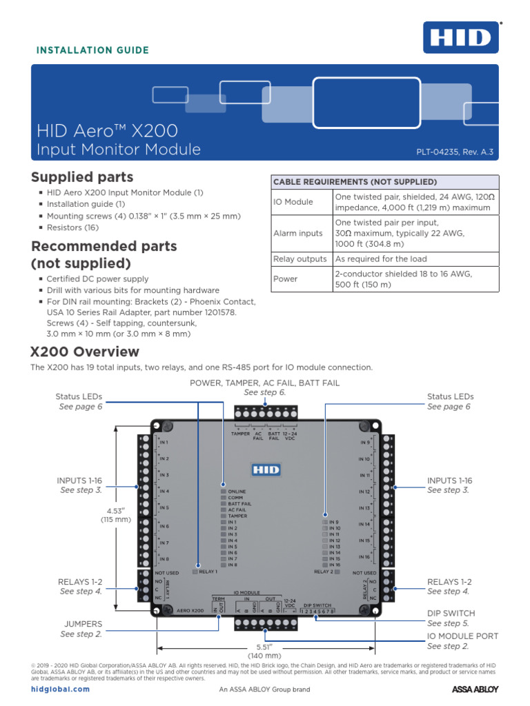Hid Aero x200 Input Monitor Module Installation Guide | PDF