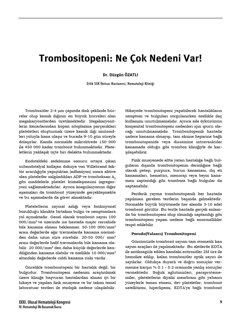 Trombositopeni Nedenleri | PDF