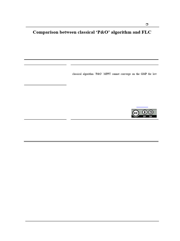 Comparison Between Classical P&O' Algorithm and FLC of MPPT For GPV ... Comparison Between Classical P&O' Algorithm and FLC of MPPT For GPV ...