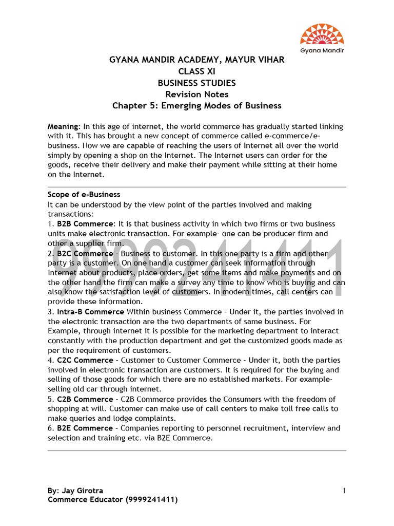 Class 11 CH 5 Notes BST | PDF
