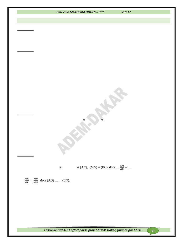 Fascicule - Adem - Math - 3e 32 36 1 2 1 | PDF