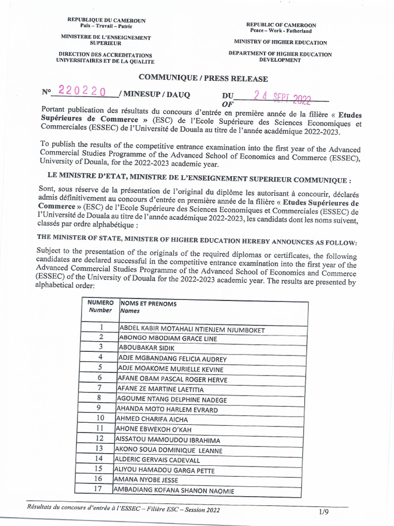 ESSEC 2022 - 1ere Annee ESC | PDF