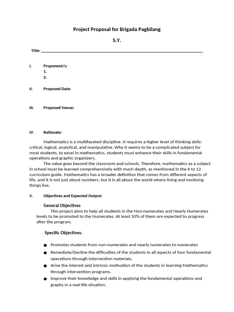 Numeracy Project Proposal | PDF