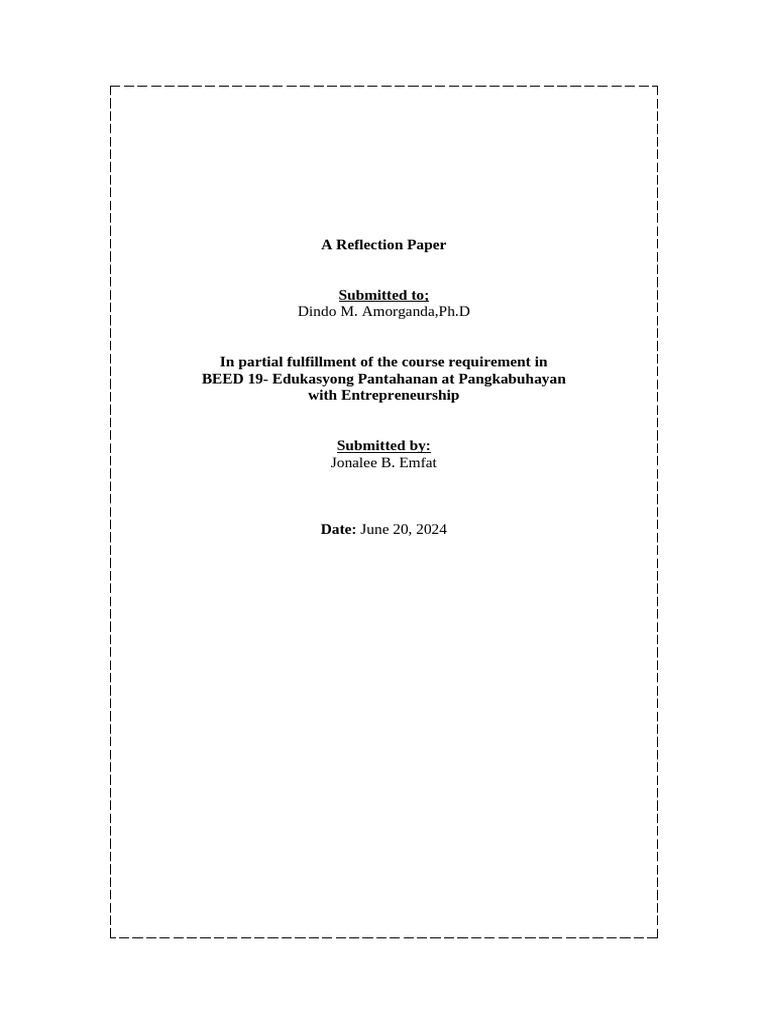 A Reflection Paper Cover | PDF