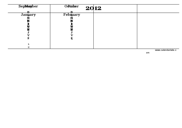 2012 Monthly Calendar Template | PDF
