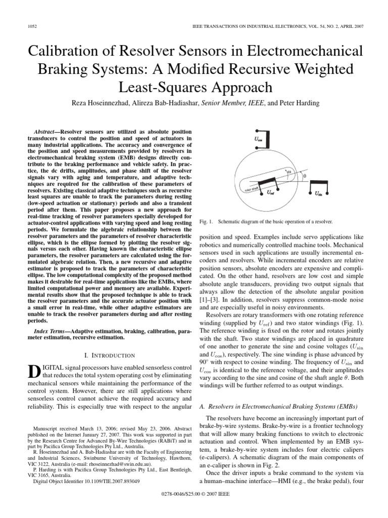 Calibration of Resolver Sensors in Electromechanical Braking Systems A ...