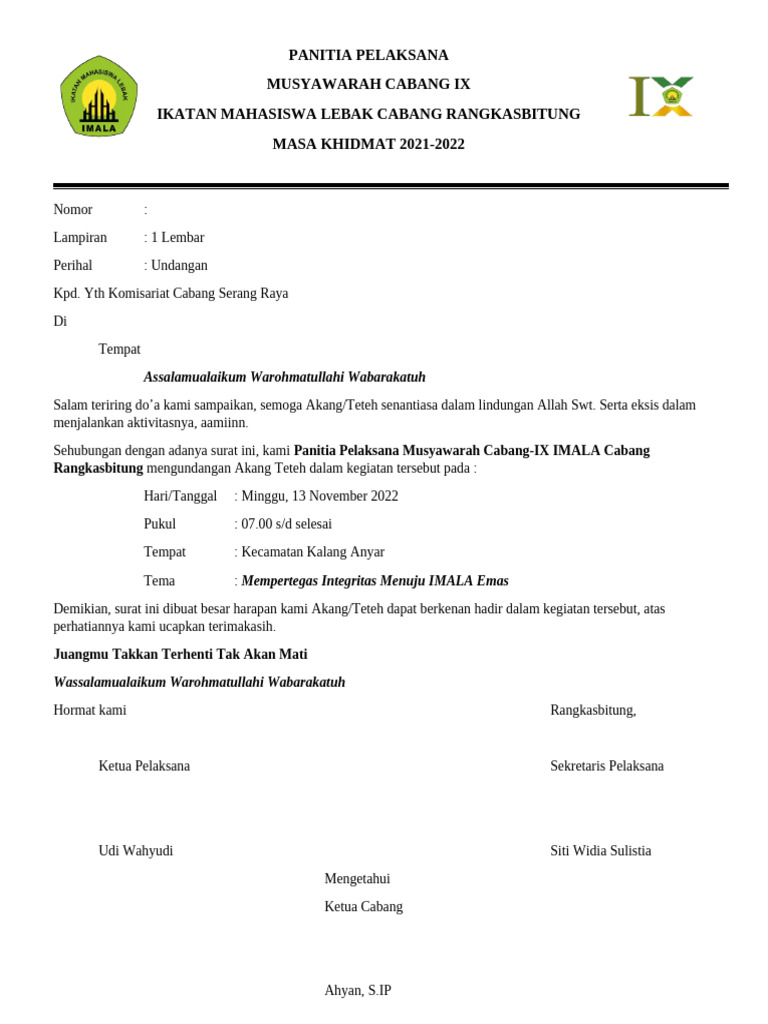Surat Undangan Muscab 2 | PDF