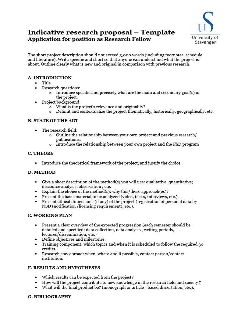 Indicative research proposal - Template | PDF