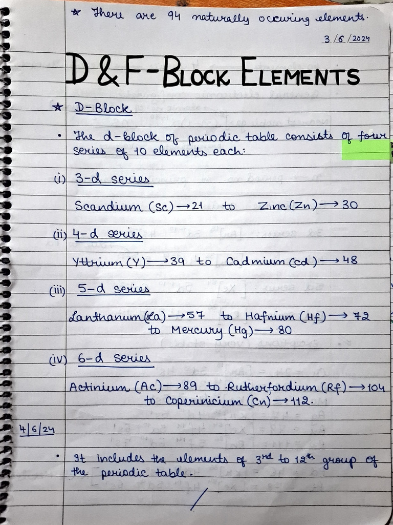 D and F Block Elements | PDF