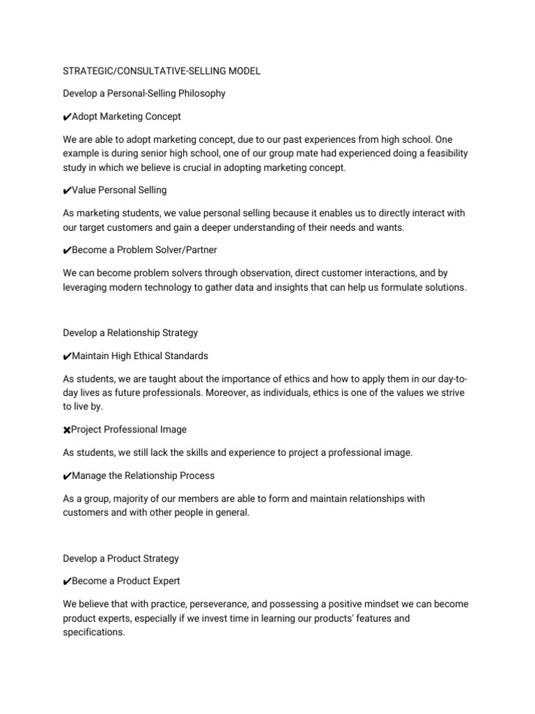 Strategic Consultative Selling Model | PDF