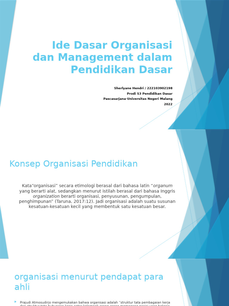 Ide Dasar Organisasi Dan Management Dalam Pendidikan Dasar | PDF