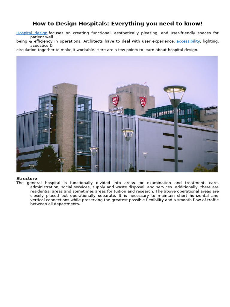 How To Design Hospitals | PDF