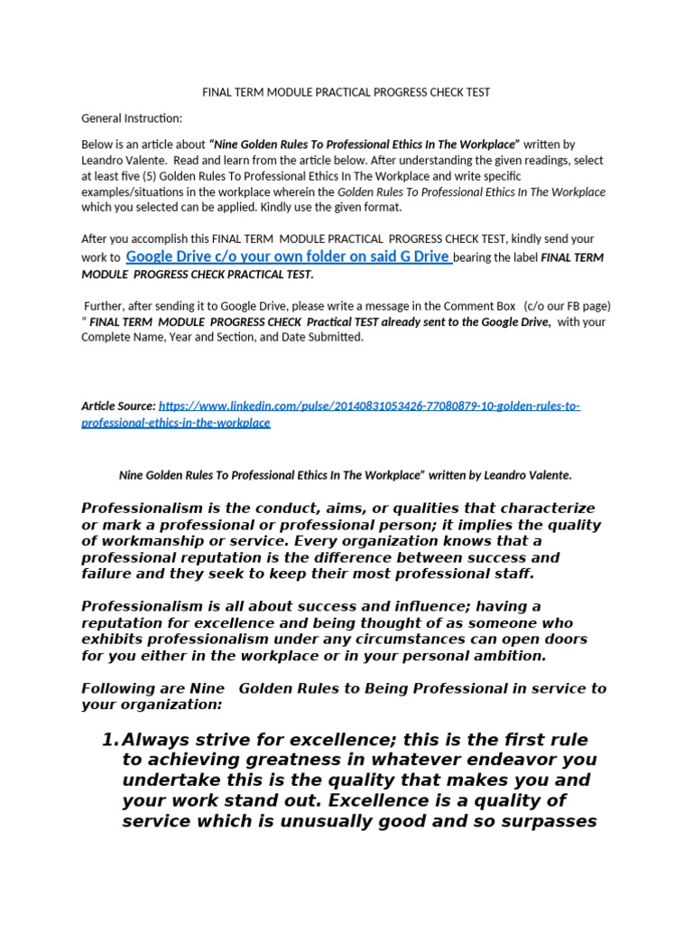 Final Term Module Practical Progress Check Test | PDF