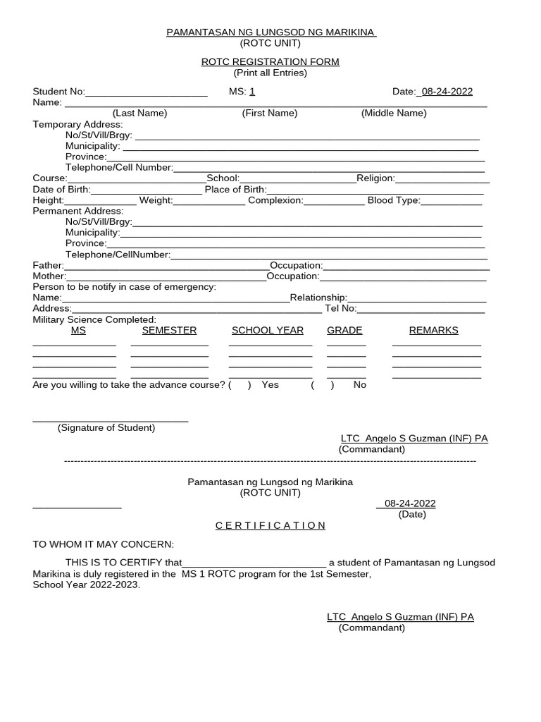 ROTC-Registration-Form | PDF