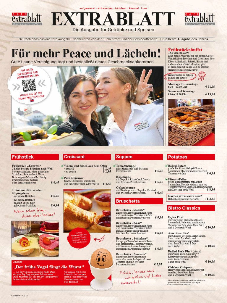 Cafe Extrablatt Herne Speisekarte Web | PDF