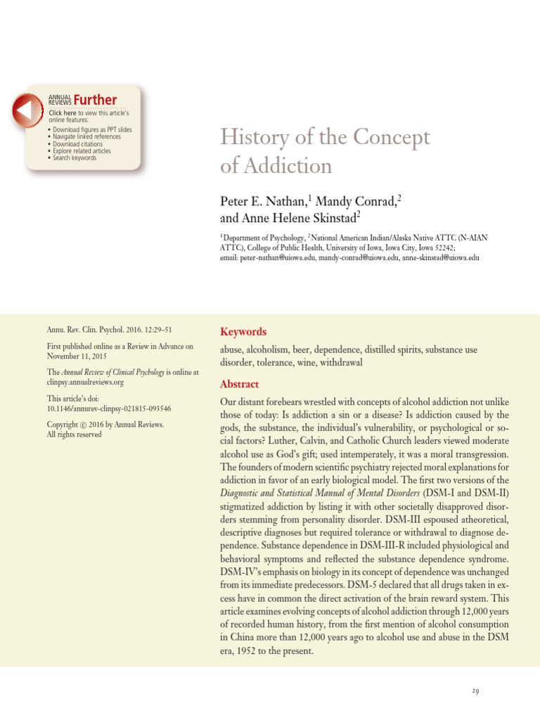 History of The Concept of Addiction. | PDF