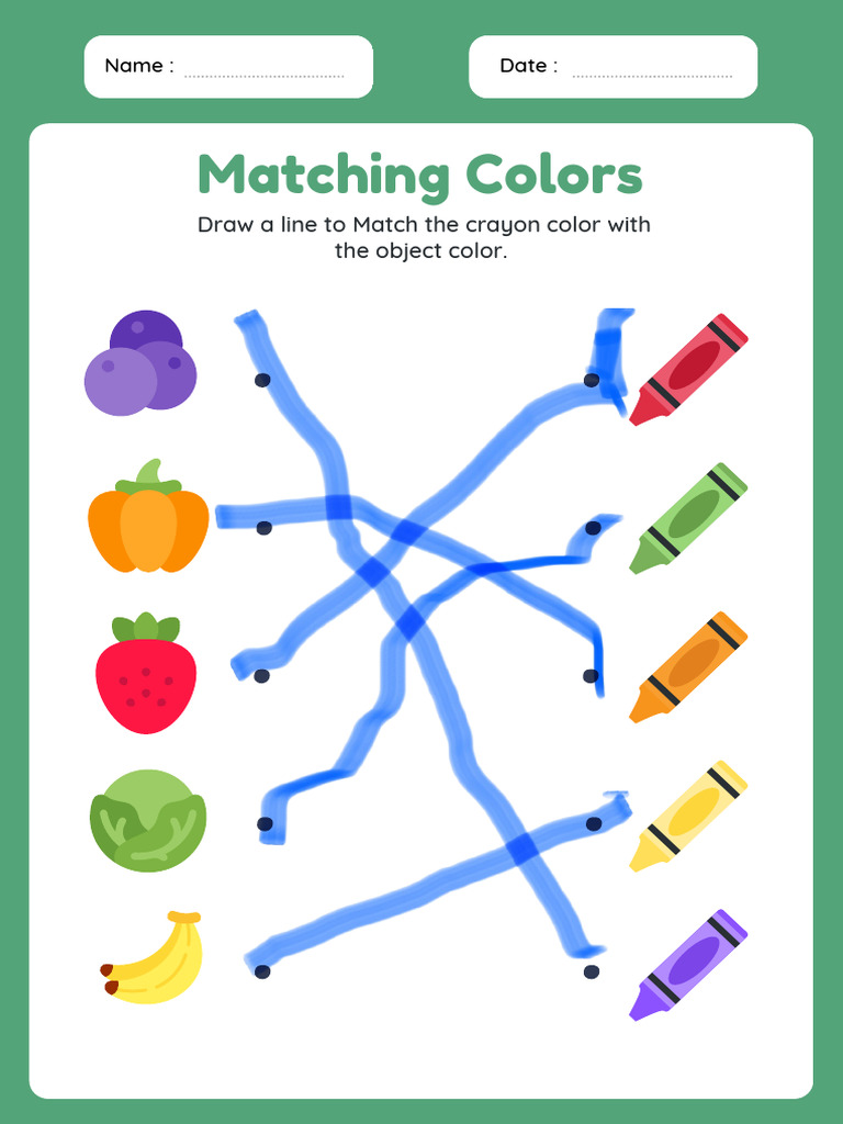 Matching Colors Worksheet | PDF