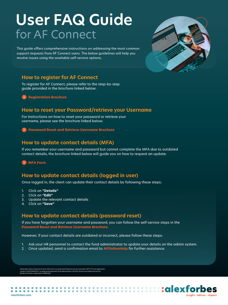 User FAQ Guide: For AF Connect | PDF