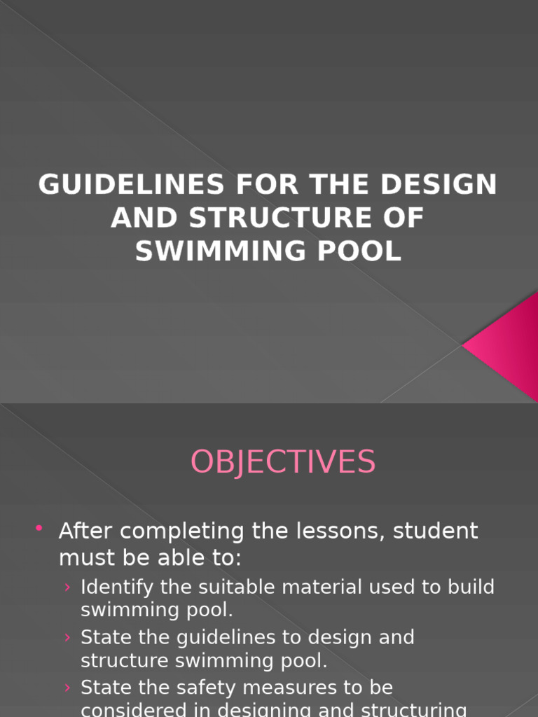 Guidelines For The Design and Structure of Swimming Pool | PDF