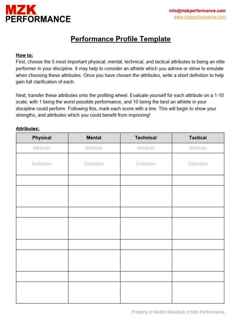 MZKP +Performance+Profile+Template | PDF | Self-Improvement